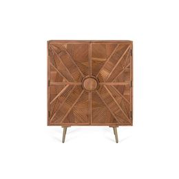 Giner y Colomer Sideboard aus Mangoholz mit geschnitzten T&uuml;ren in Brown | Gr.: onesize