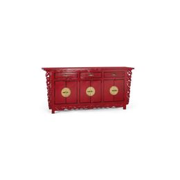 Giner y Colomer Sideboard mit 6 T&uuml;ren und 3 Schubladen aus Mangoholz in Red | Gr.: onesize