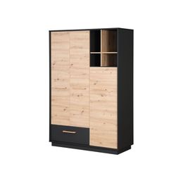 Roba Kleiderschrank Lenn 3-t&uuml;rig anthrazit/Artisan Eiche mit Schublade & Eichegriffen | Gr.: onesize