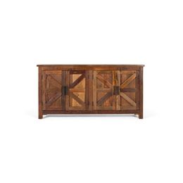 Giner y Colomer Rustikales Sideboard mit vier T&uuml;ren handgefertigt aus recyceltem Holz in Brown | Gr.: onesize