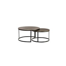 Giner y Colomer 2-tlg Set: Couchtisch mit Bronzeplatte und goldfarbenem Metallgestell in Black | Gr.: onesize