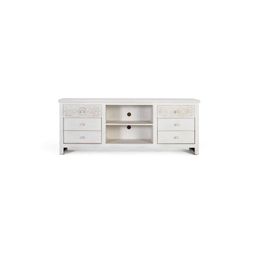 Giner y Colomer TV-Schrank mit 6 Schubladen und 2 F&auml;chern aus Naturholz in White | Gr.: onesize