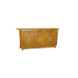 Giner y Colomer Sideboard mit 6 T&uuml;ren und 3 Schubladen aus Mangoholz in Yellow | Gr.: onesize