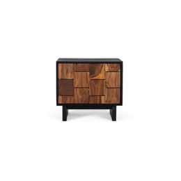 Giner y Colomer Nachttisch aus Mangoholz und Sheesam mit dreidimensionalem Effekt in Brown | Gr.: onesize