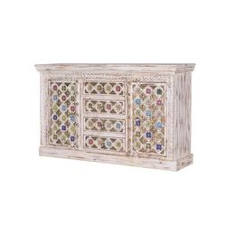 Giner y Colomer Sideboard aus Mangoholz mit Keramikdetails in White | Gr.: onesize