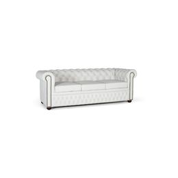 Giner y Colomer Dreisitziges Chester-Sofa gepolstert mit wei&szlig;em Naturleder in White | Gr.: onesize