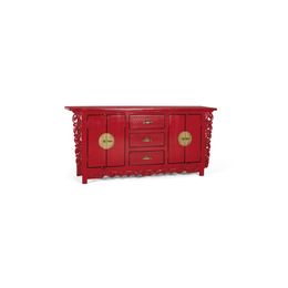 Giner y Colomer Sideboard mit 2 T&uuml;ren und 3 Schubladen aus Mangoholz in Red | Gr.: onesize