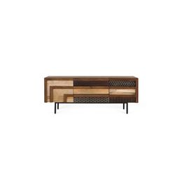 Giner y Colomer TV-Schrank aus Mangoholz mit strukturierten geometrischen Mustern in Brown | Gr.: onesize
