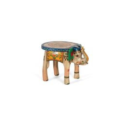 Giner y Colomer Handbemalter Hocker aus Mangoholz mit mehrfarbigen Details in Multicolored | Gr.: onesize
