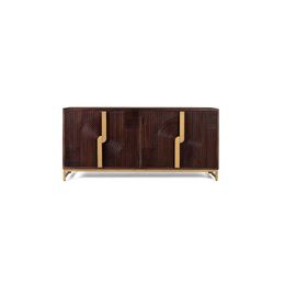 Giner y Colomer Sideboard aus Massivholz mit vier T&uuml;ren und goldenen Details in Brown | Gr.: onesize