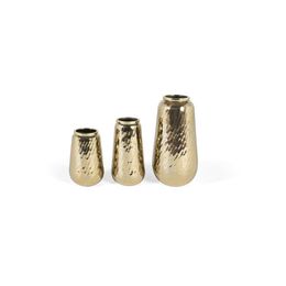 Giner y Colomer 3-er Set: dekorative Vasen aus goldfarbenem Metall in Gold | Gr.: onesize