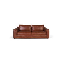 Giner y Colomer 3-Sitzer-Sofa im Vintage-Stil mit Naturlederbezug in Brown | Gr.: onesize