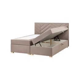 Beliani Boxspring Bett ESQUIRE in Beige/Braun - (W) 186 x (H) 114 x (L) 211 cm | Gr.: onesize