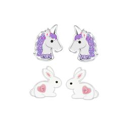 schmuck23 Ohrstecker Set Hase Einhorn b925 Silber | Gr.: onesize