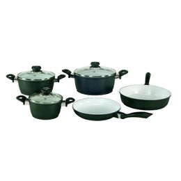Kr&uuml;ger Topf-Set &raquo;Oslo&laquo; Set, Fleischtopf 16/20/24 cm, Schmorpfanne 28 cm,Bratpfanne 24 cm, 8 Stk. tlg. Keramik grau