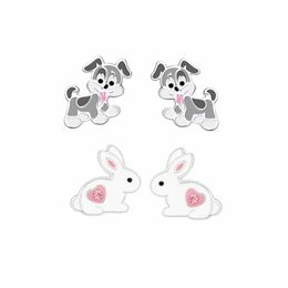 schmuck23 Ohrstecker Set Hase Hund 925 Silber | Gr.: onesize