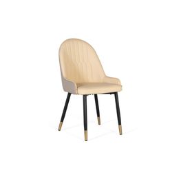 Giner y Colomer 4-er Set: St&uuml;hlen mit Samtbezug und Stahlgestell in Beige | Gr.: onesize