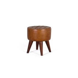 Giner y Colomer Runder Hocker mit Rindslederbezug in Brown | Gr.: onesize