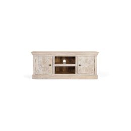 Giner y Colomer TV-Schrank mit 2 T&uuml;ren und 2 F&auml;chern aus Mangoholz. in Beige | Gr.: onesize