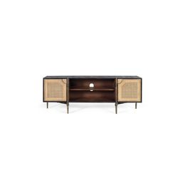Giner y Colomer TV-Schrank aus Mangoholz mit Rohrt&uuml;ren und Bronzebeinen in Black | Gr.: onesize