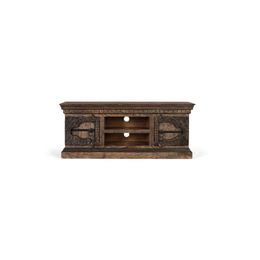 Giner y Colomer TV-Schrank aus massivem Mangoholz mit zwei T&uuml;ren und zwei Regalen in Brown | Gr.: onesize