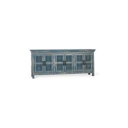 Giner y Colomer Handgefertigtes Sideboard mit 6 T&uuml;ren aus Mangoholz in Blue | Gr.: onesize