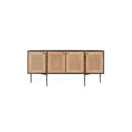 Giner y Colomer Sideboard aus dunklem Holz und T&uuml;ren aus geflochtenem Rattan in Black | Gr.: onesize