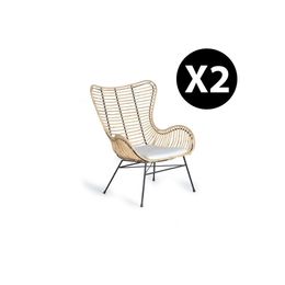 Giner y Colomer 2-er Set: St&uuml;hle aus Rattan und Metall in Beige | Gr.: onesize