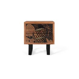 Giner y Colomer Nachttisch aus Akazienholz und Metall in Brown | Gr.: onesize