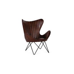 Giner y Colomer Sessel mit braunem Naturlederbezug und Metallbeinen in Brown | Gr.: onesize