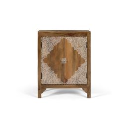 Giner y Colomer Sideboard aus Mangoholz mit zwei handbemalten T&uuml;ren in Brown | Gr.: onesize