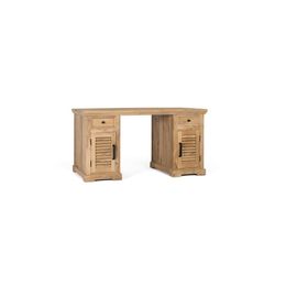 Giner y Colomer Schreibtisch mit 2 T&uuml;ren und 2 Schubladen aus nat&uuml;rlichem Mangoholz in Brown | Gr.: onesize