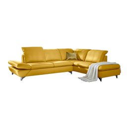 W.Schillig Ecksofa &raquo;Taoo, elegant und zeitlos, bequem, L-Form&laquo; mit Sitziefenverstellung & Kopfteilverstellung gelb Longlife Xtra-Leder Z73: 
