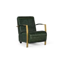 Giner y Colomer Sessel mit Naturlederbezug und goldener Metallstruktur in Green | Gr.: onesize