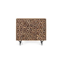 Giner y Colomer Sideboard aus massivem Mangoholz und handgeschnitzter Front in Brown | Gr.: onesize