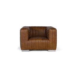 Giner y Colomer Ledergepolsterter Sessel mit kubischer Form und Stahlbeinen in Brown | Gr.: onesize