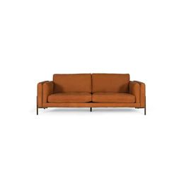 Giner y Colomer Lederpolstersofa im Vintage-Stil mit Metallbeinen 5 Sitze in Brown | Gr.: onesize