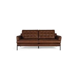 Giner y Colomer Lederpolstersofa im Vintage-Stil mit Metallbeinen 3 Sitze in Brown | Gr.: onesize