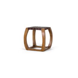 Giner y Colomer Handgefertigter Hocker aus massivem Mindi-Holz in Brown | Gr.: onesize