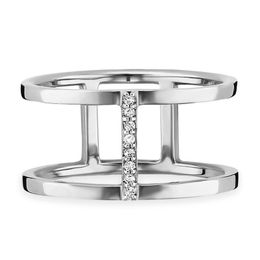 CAI Ca&iuml; Damen CA&Iuml; Fingerring &raquo;925/- Sterling Silber rhodiniert Topas wei&szlig;&laquo; wei&szlig;