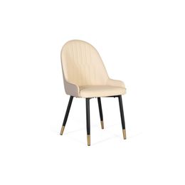 Giner y Colomer 4-er Set: St&uuml;hlen und Stahlbeinen in Beige | Gr.: onesize
