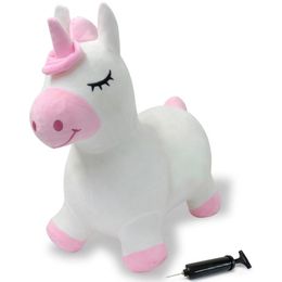 Jamara H&uuml;pftier &raquo;Einhorn mit Pl&uuml;schbezug&laquo; inkl. Luftpumpe rosa