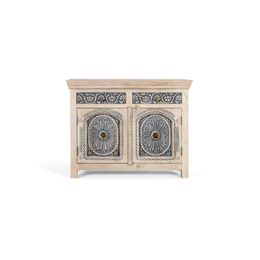 Giner y Colomer Handgeschnitztes Sideboard mit zwei Schubladen und zwei T&uuml;ren in Blue | Gr.: onesize