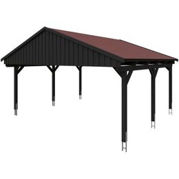 Skan Holz Doppelcarport &raquo;Fichtelberg&laquo; Leimholz 574 cm Anthrazit grau