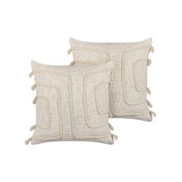 Beliani 2er-Set Dekokissen PLEIONE in Beige | Gr.: onesize