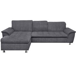 DOMO collection Ecksofa &raquo;Franzi bequem, B/T: 278/162 cm, L-Form, belastbar bis 140kg/ Sitz&laquo; Chenille, dunkelgrau grau Flachgewebe (100% Polyester);