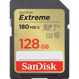 Sandisk Speicherkarte &raquo;Extreme 128GB&laquo; (128 GB UHS Class 3 180 MB/s Lesegeschwindigkeit) grau Wasserdicht, temperaturbest&auml;ndig, sto&szlig;fest, magnetsicher und 