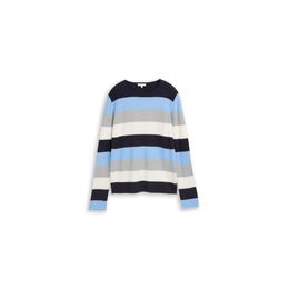 Tom Tailor Pullover in fjord blue grey stripe | Gr.: M