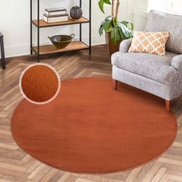 Carpet City Hochflor-Teppich &raquo;TOPIA400&laquo; rund 21 mm H&ouml;he besonders weich und kuschelig durch Polyester, Uni-Farben orange Obermaterial: 100% Polyester