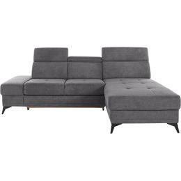 Home Affaire Ecksofa &raquo;Cardiz L-Form&laquo; inkl.Kopfteilverstellung und Federkern wahlweise mit Bettfunktion grau Webstoff (100% Polyester);Luxus-Microfaser